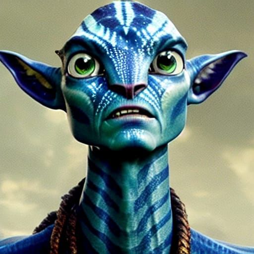 an alien from the movie avatar - Blue Na'vi Creature from Pa...