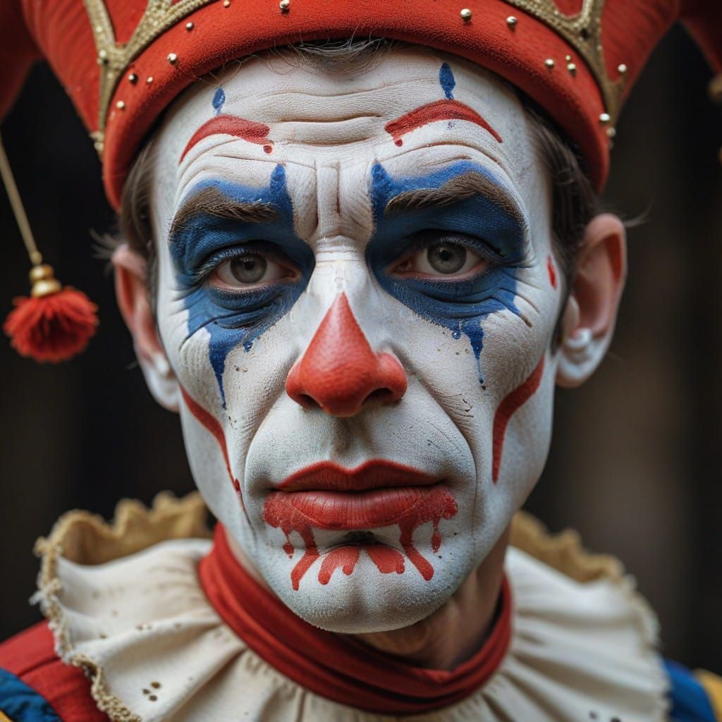 Sad Jester - Mourning Court Jester Close-Up Portrait