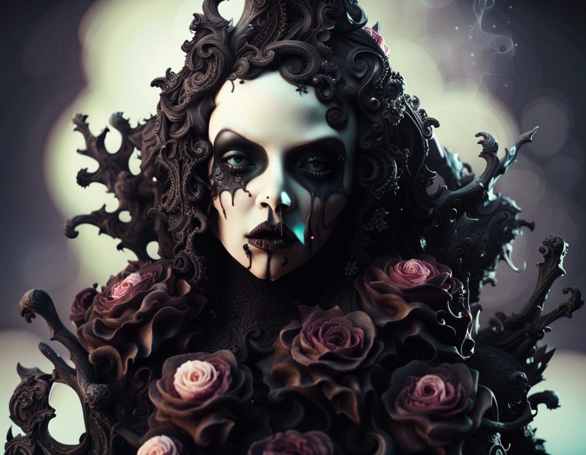 Sculptural Creepy Realistic Goth Chocolate Cake - AI Generated Artwork ...