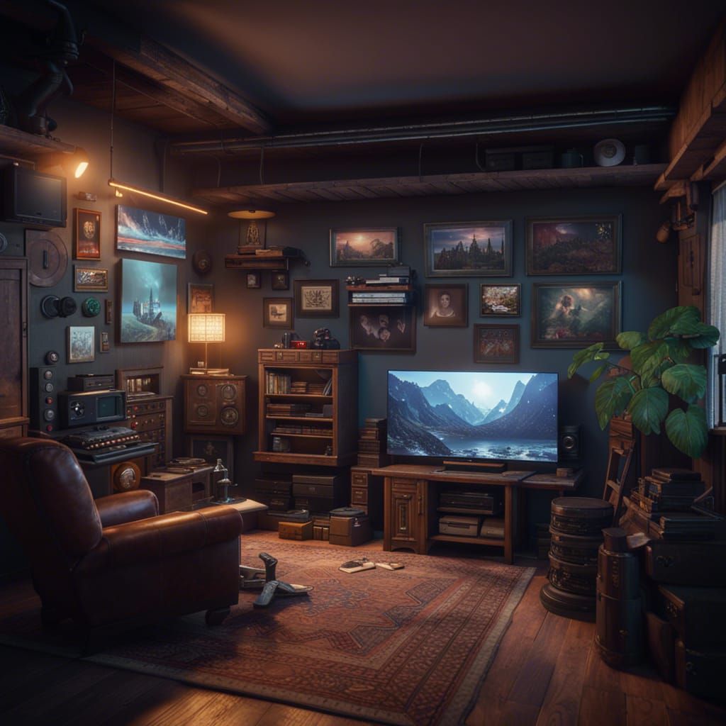 80's Man Cave - AI Generated Artwork - NightCafe Creator