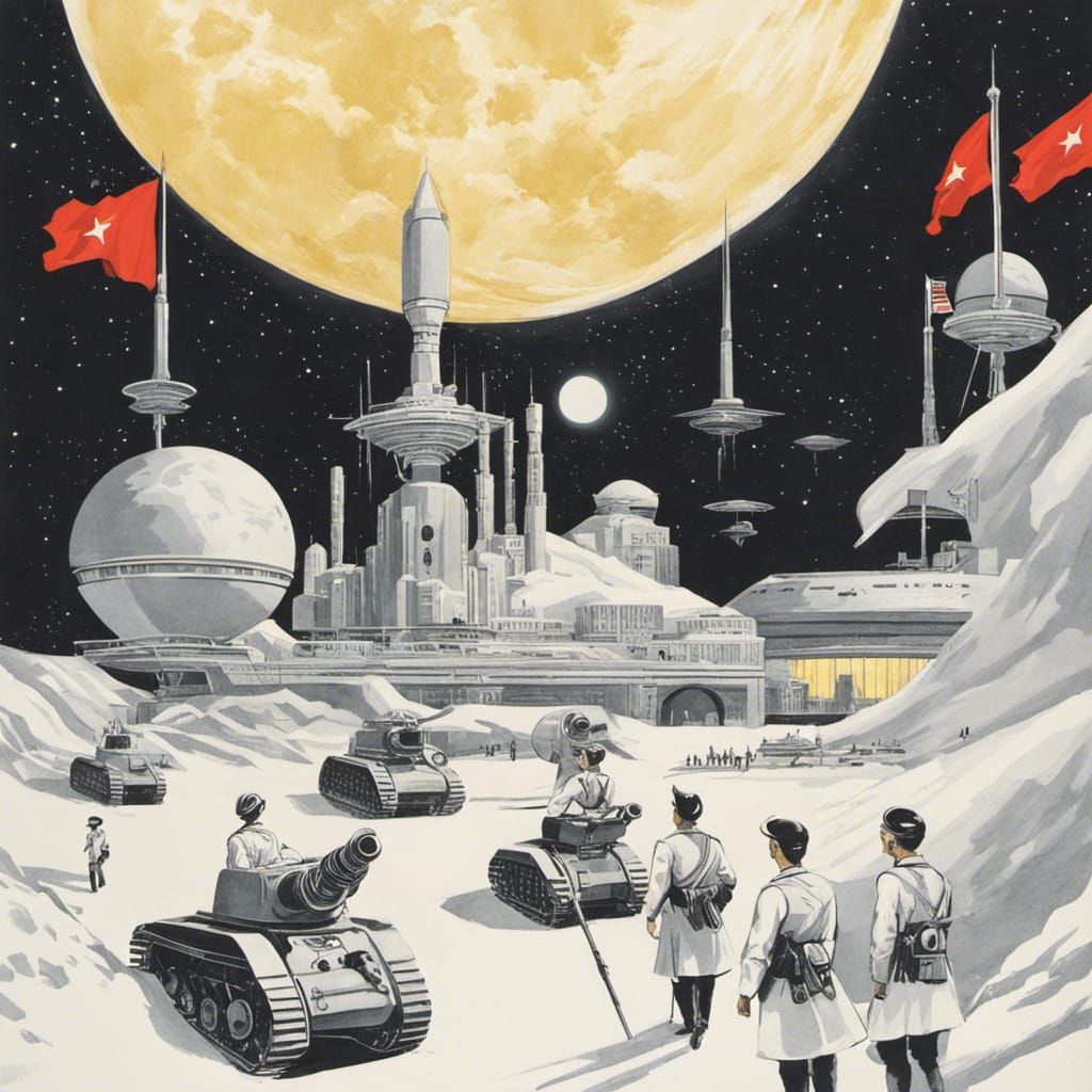 A communist revolution in a moon colony. storybook illustration - AI ...