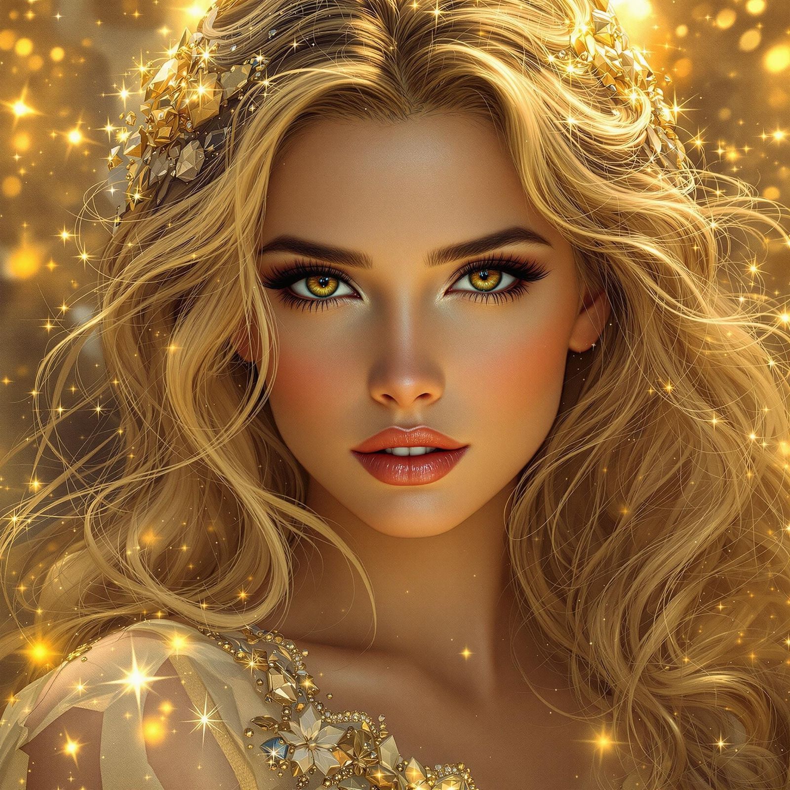 Golden - Enchanted Angel in Golden Splendor