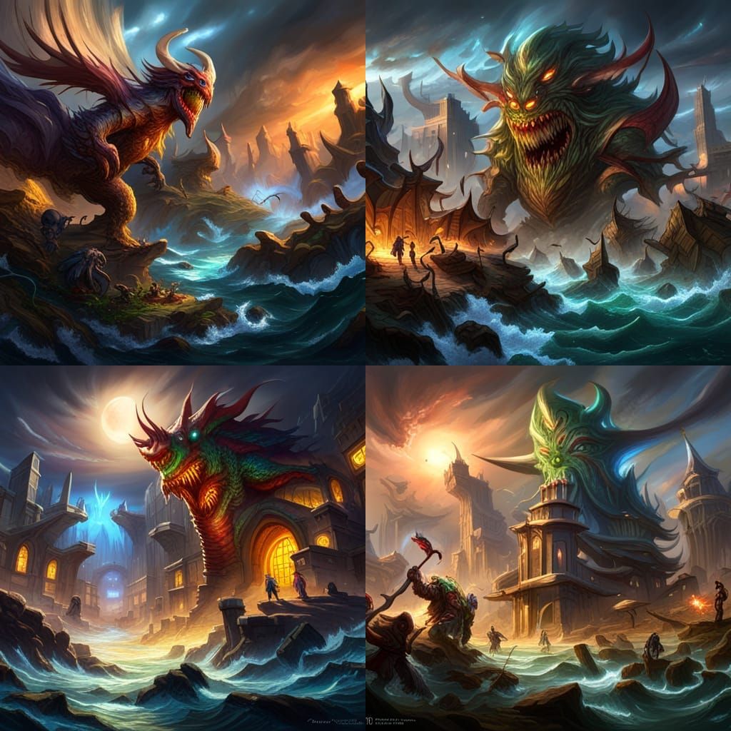 Hordes of millions of different monsters attacking, all different types ...