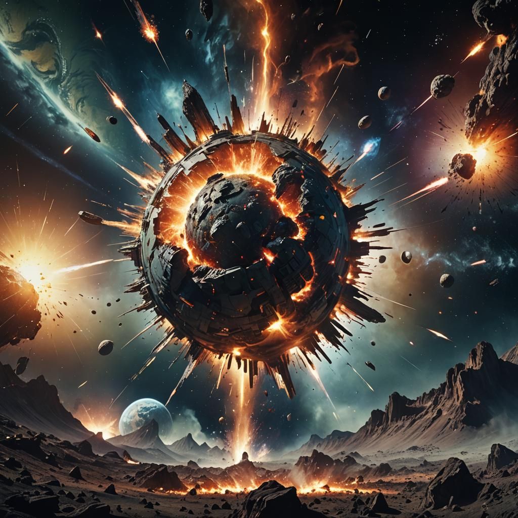 Outer space exploding planet - AI Generated Artwork - NightCafe Creator
