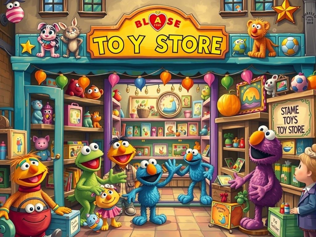 A Toy Store on Sesame Street - Whimsical Toy Store on Sesame...