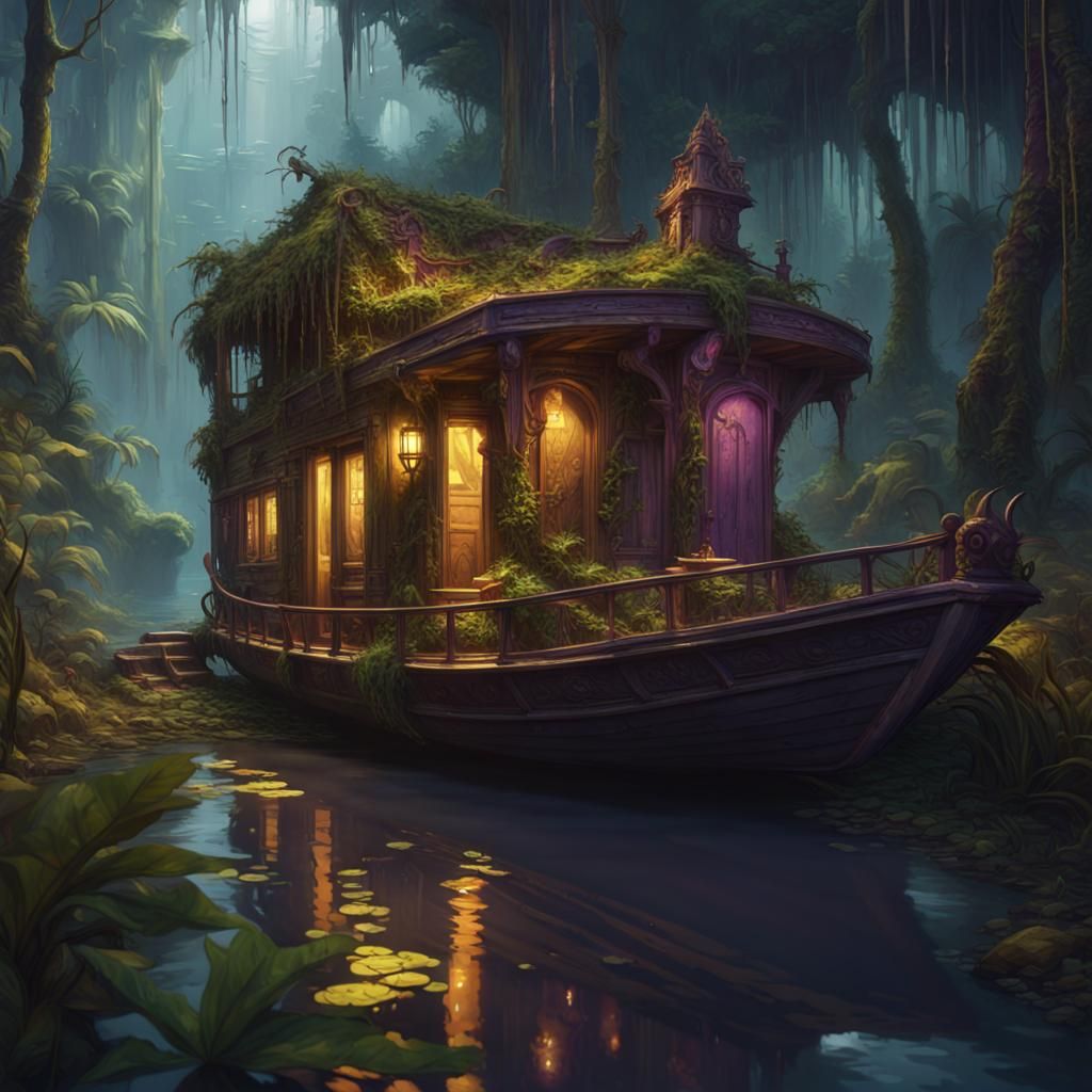 Swamp Boat - AI Generated Artwork - NightCafe Creator