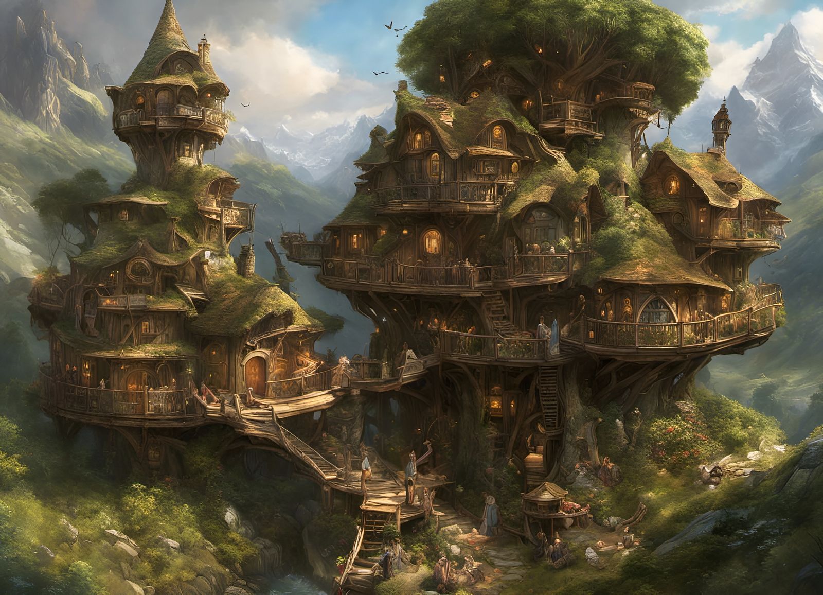 Hobbit Treehouse Tower - AI Generated Artwork - NightCafe Creator