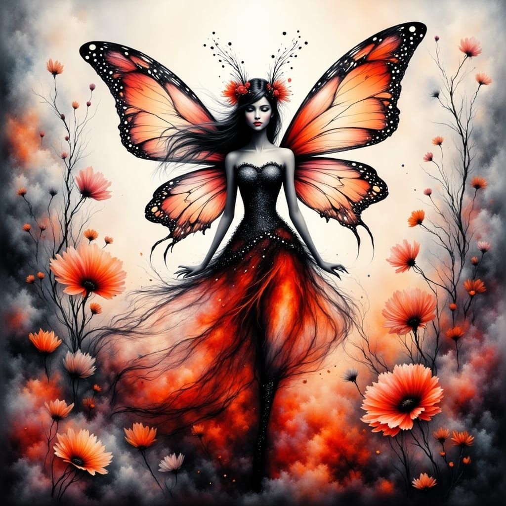 A ladybug transforms into a fiery fairy