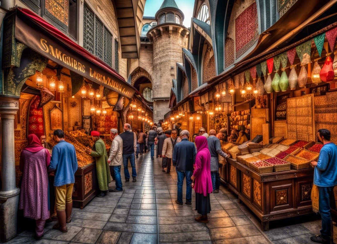 Grand Bazaar in Istanbul 15th Century. medieval market full of ...