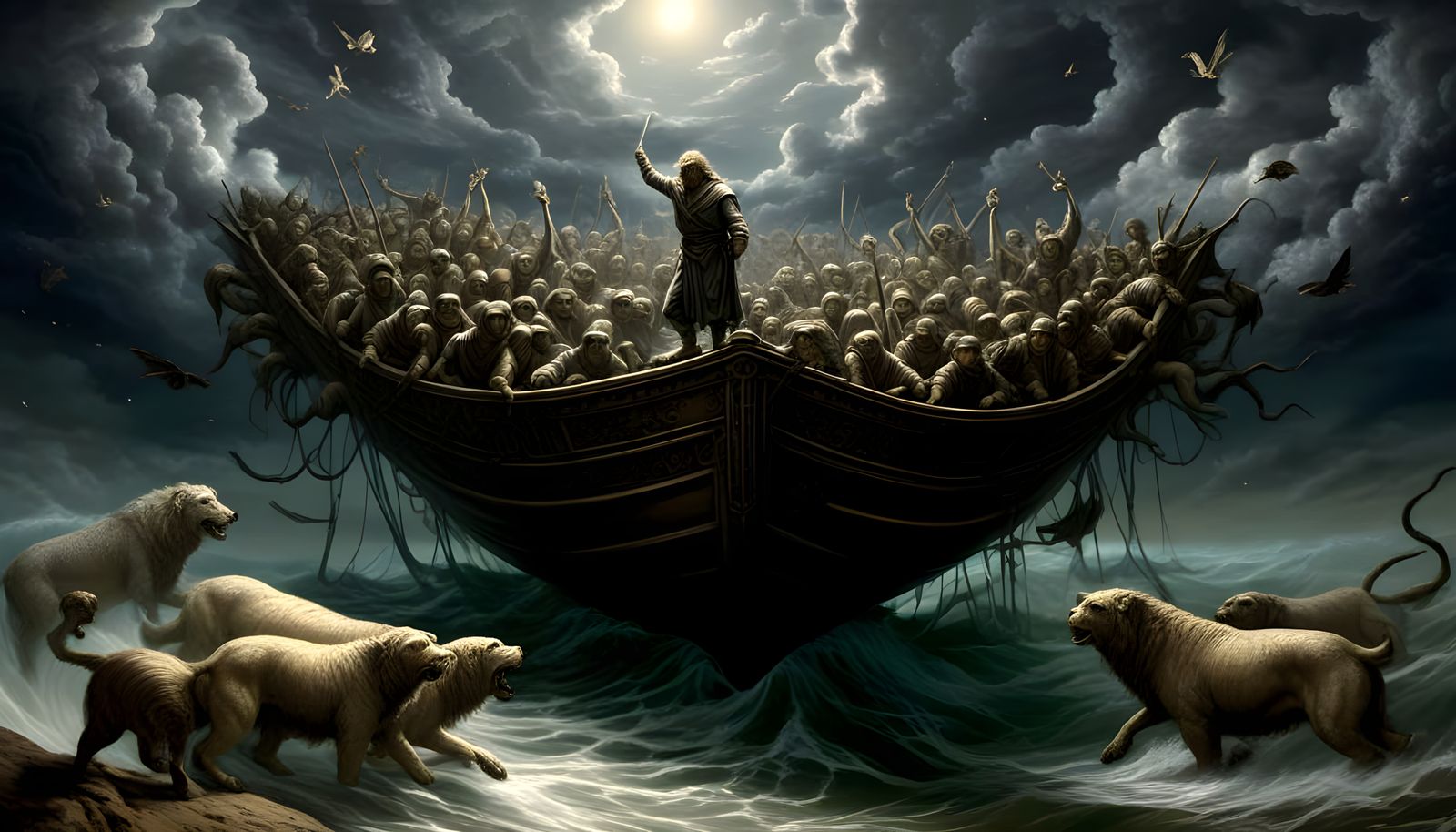 The Ark Of the Medusa - Surreal Scene in the Style of Gustav...