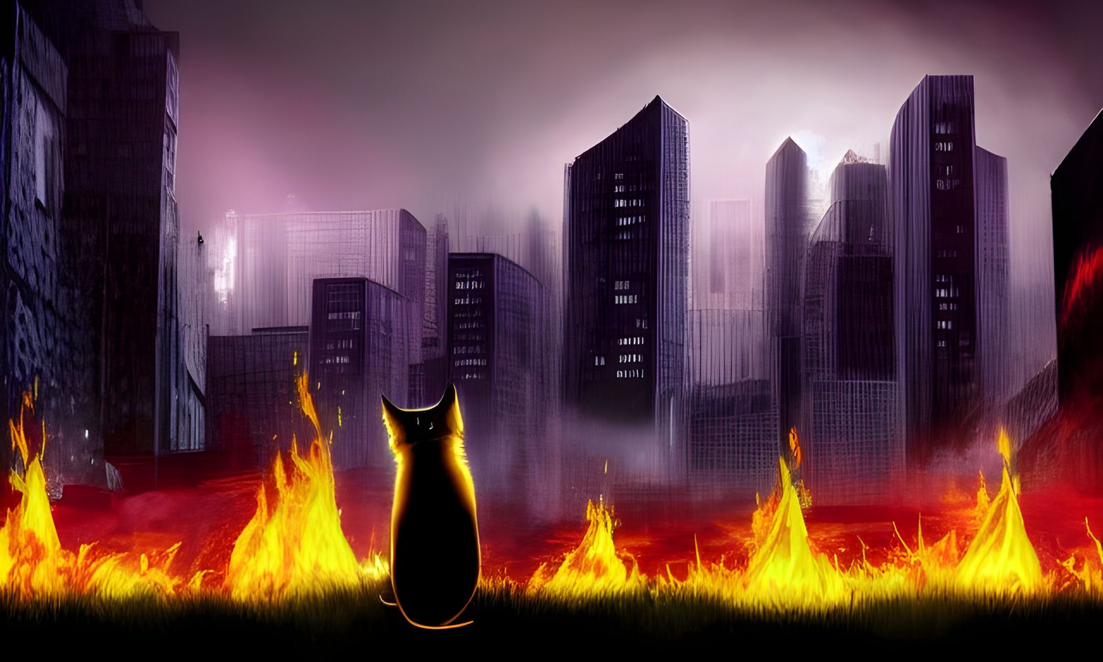 Cat burning a city - AI Generated Artwork - NightCafe Creator