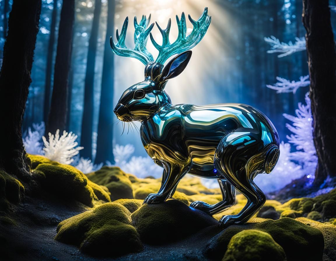 "jackalope hare" by [Vera Liskova] + [Rene Lalique] + [Dominick Labino ...