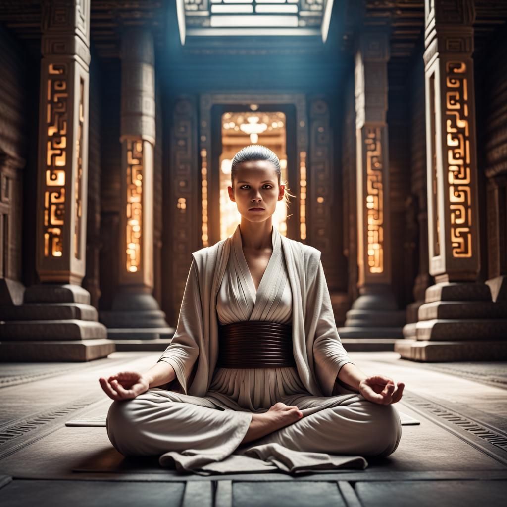 female jedi meditating in a temple - AI Generated Artwork - NightCafe ...