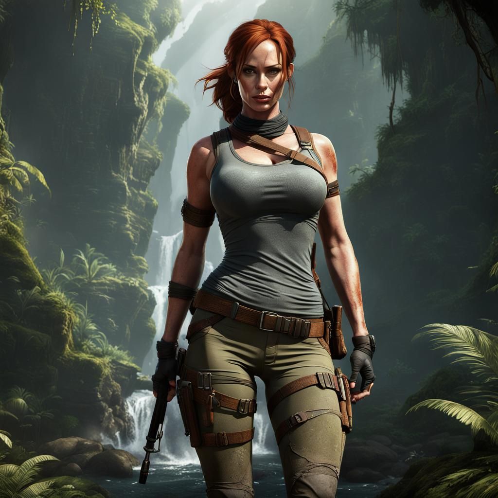 Christina Hendricks as Lara Croft: Tomb Raider (series) - AI Generated ...