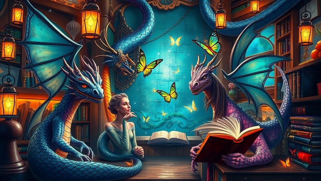 Enchanted Pirate Ship Library Unites Mythical Crea... - AI Art