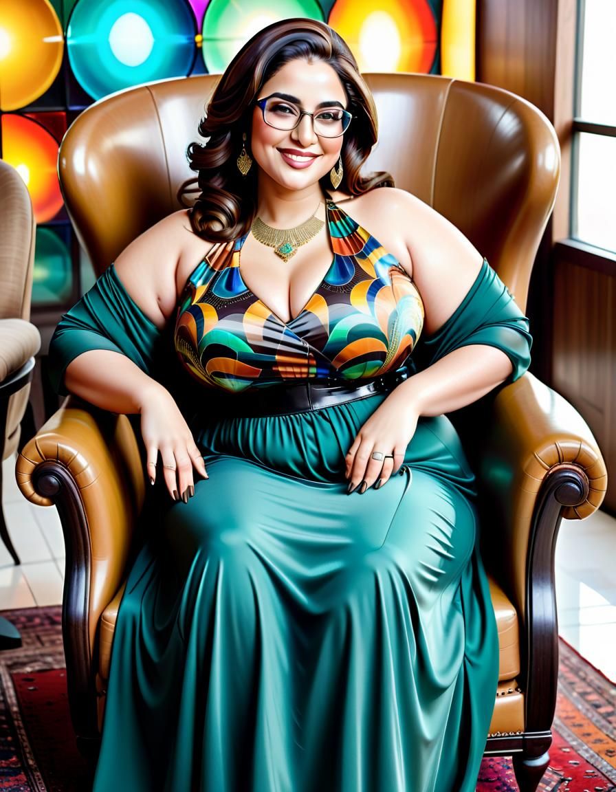 Rita - Curvy Middle Eastern Woman in Vibrant Maxi Dress