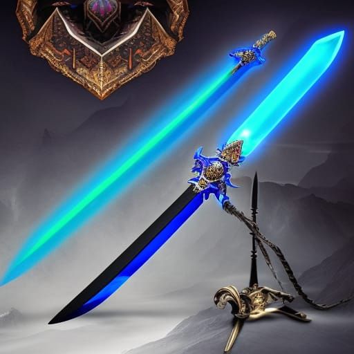 Very powerful vibrant blue Magic sword with good craftsmanship vibes ...