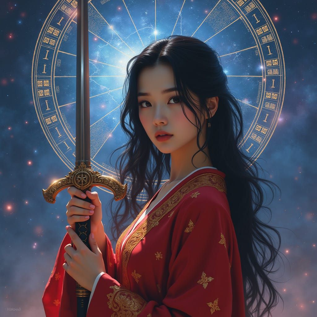 Majestic Cyberpunk Princess with Laser Sword and N... - AI Art