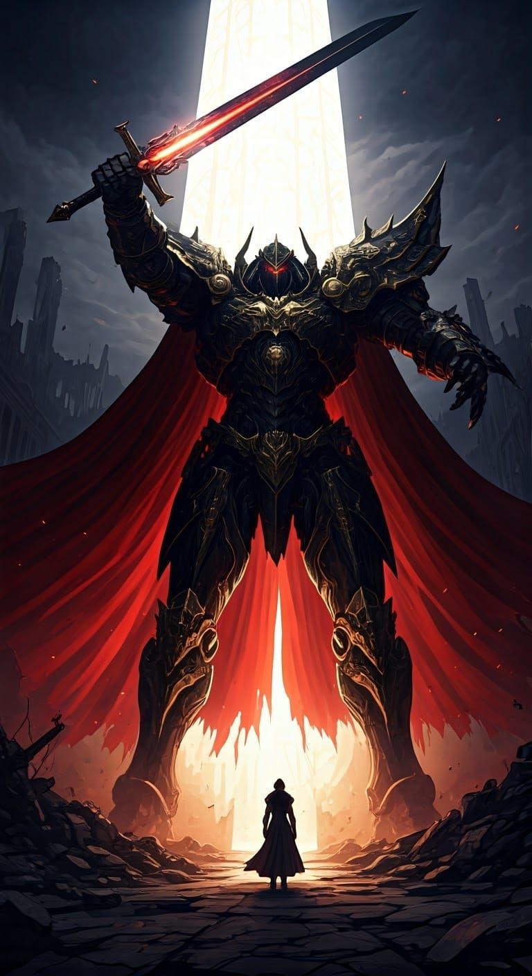 Terminus v1 - Epic Black Gold Knight Mech Fights in Futurist...