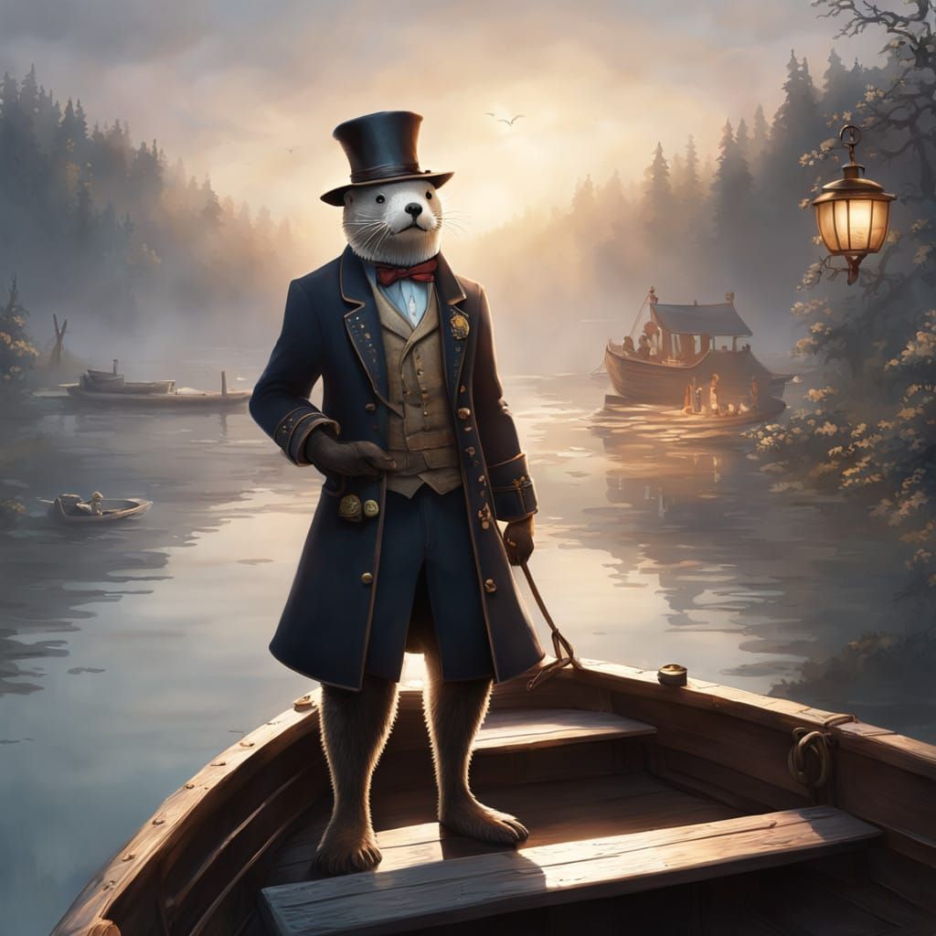 Boatter - Majestic Sea Otter Boatman at Dawn