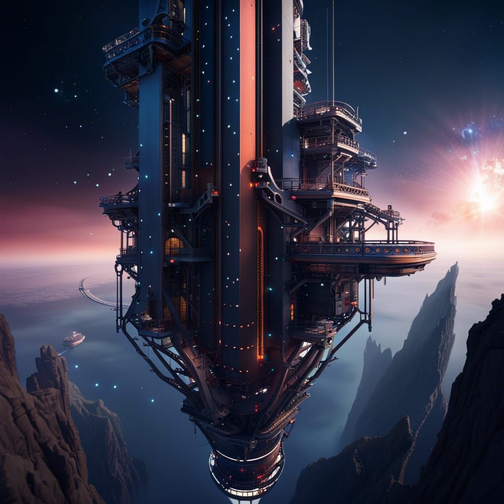 Space Elevator - AI Generated Artwork - NightCafe Creator