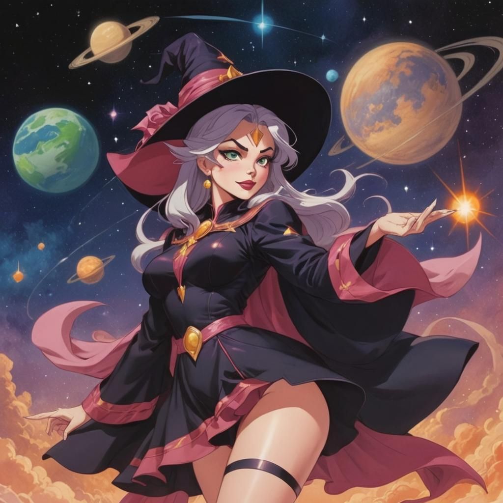 Alluring, captivating Wicked Space Witch: round faced, high rosy cheekbones: glistening moist ...