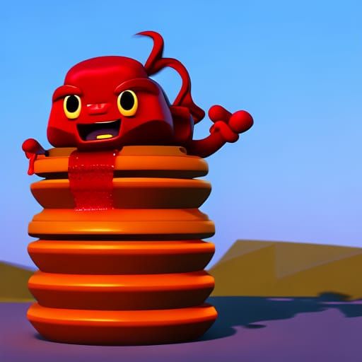 Waffle shaking an angry fist at a bottle of maple syrup - AI Generated ...