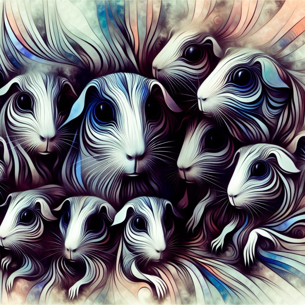 Guinea pig Creepy colorful characters with dark, elongated features ...