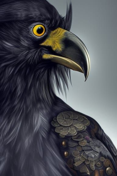 Majestic Steampunk raven-hawk - AI Generated Artwork - NightCafe Creator