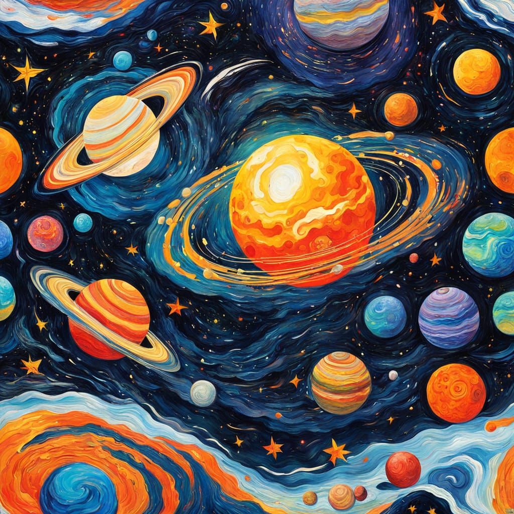 Solar system plants stars moon - Cosmic Dreamscape Erupts in...