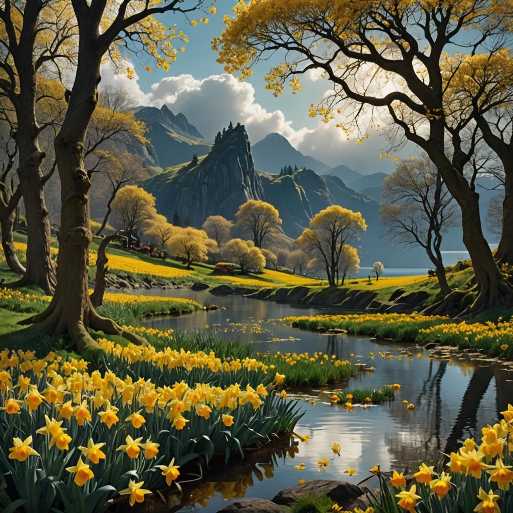 Daffodil Valley - AI Generated Artwork - NightCafe Creator