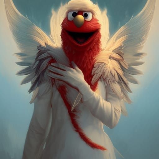 elmo if he was an angel - AI Generated Artwork - NightCafe Creator
