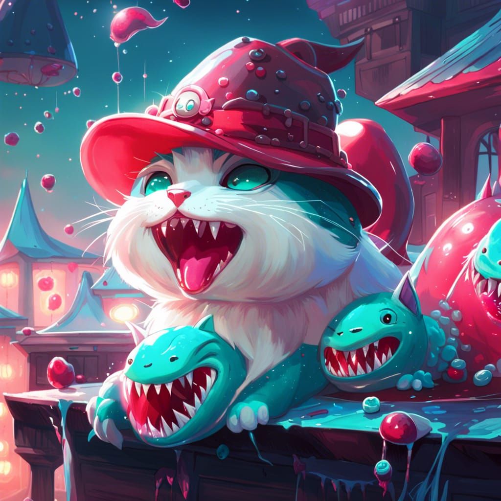 Slime cat and his pals playing - AI Generated Artwork - NightCafe Creator