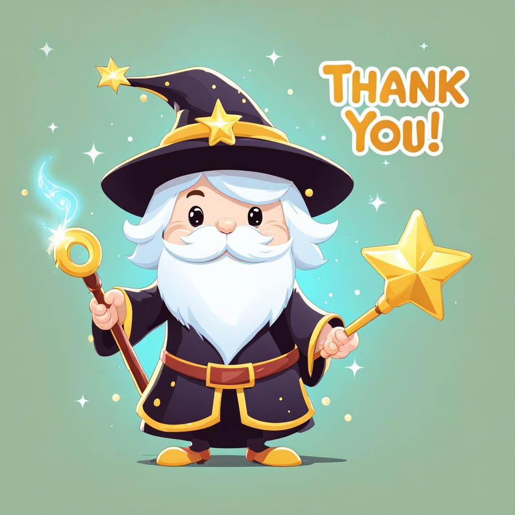 A cute wizard holding a magic wand conjures up the enchantment of ...