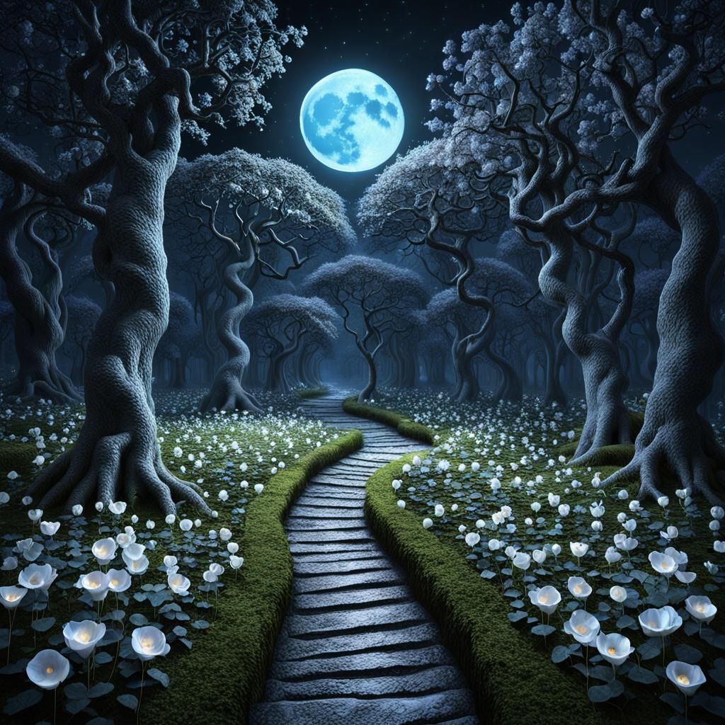 Moonlit Path - AI Generated Artwork - NightCafe Creator