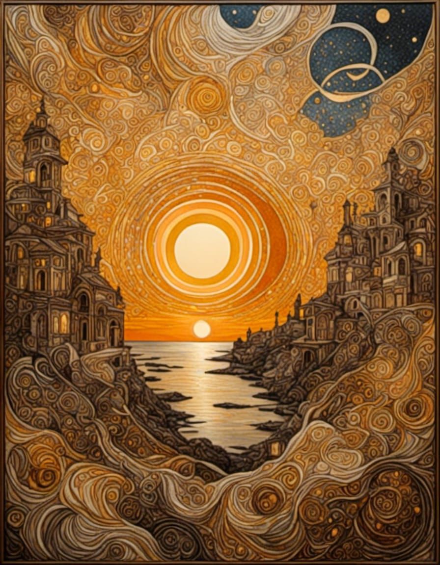 golden shimmer, gilded sunset, sparkling celestial sky - AI Generated Artwork - NightCafe Creator