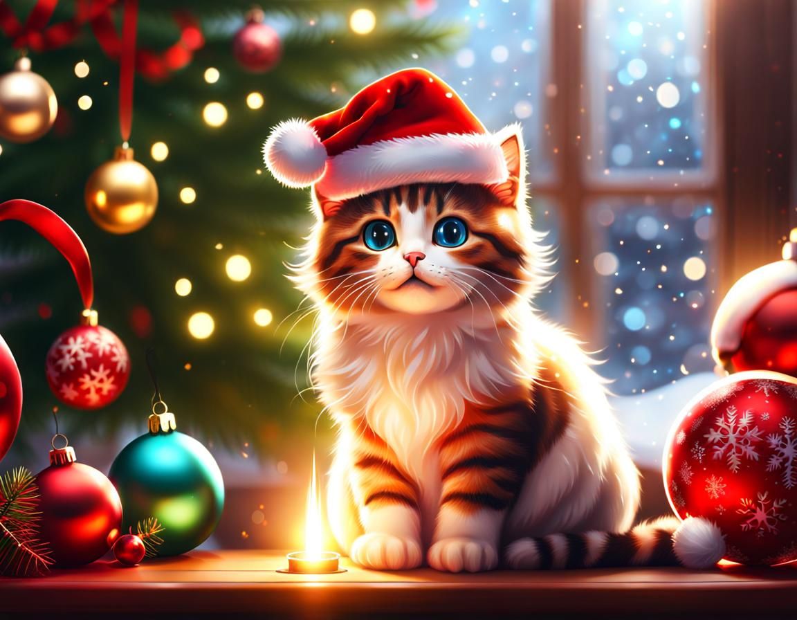 Christmas kitty - AI Generated Artwork - NightCafe Creator