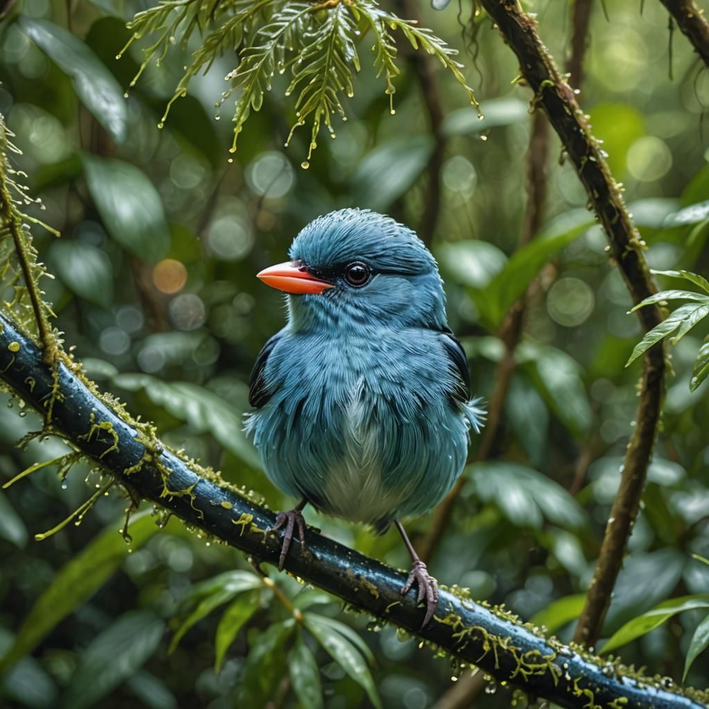 fluffy cute baby Blue Manakin bird, cute fluffy baby Blue Manakin bird ...
