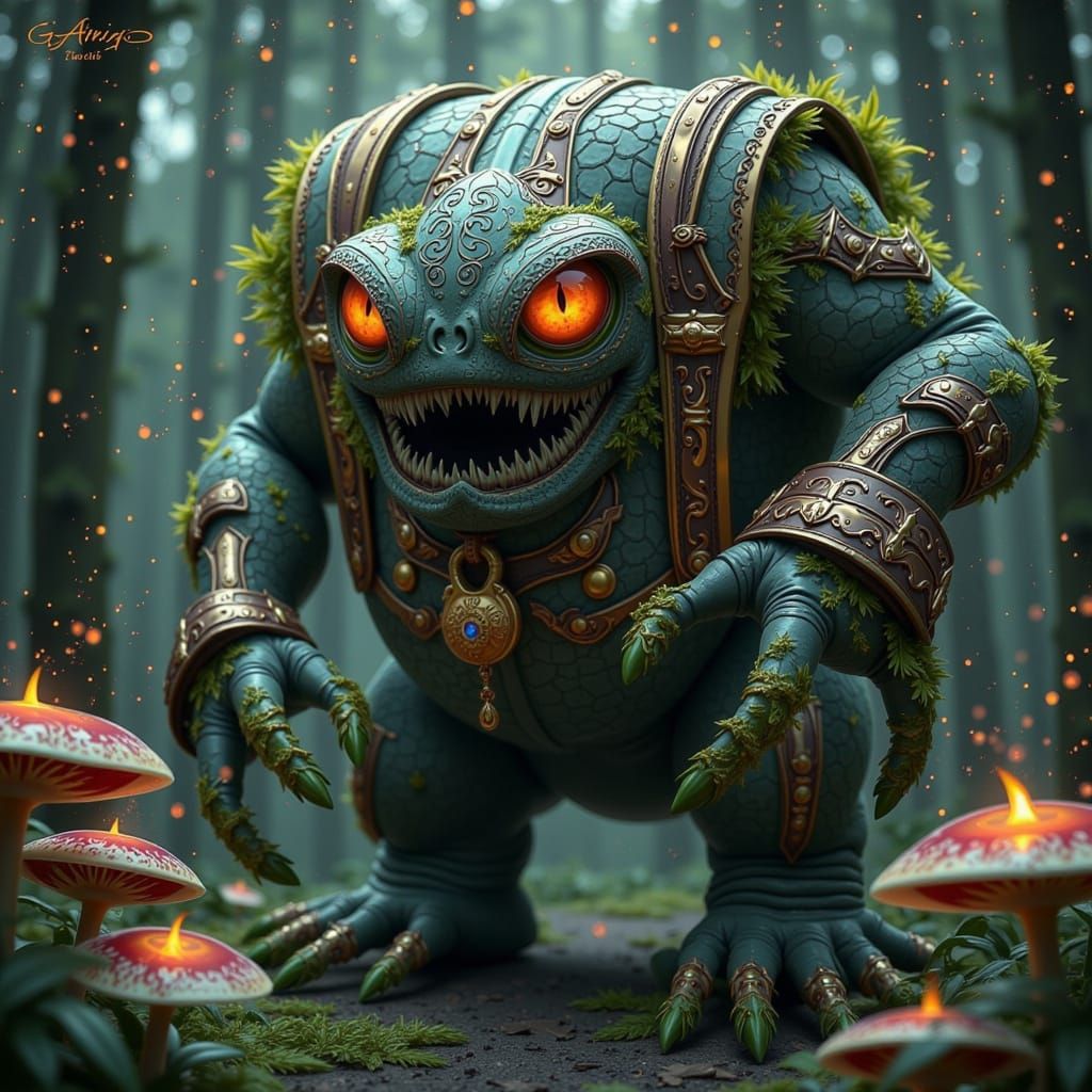 Biomechanical Horror Creature in a Dark Fantasy La... - AI Art