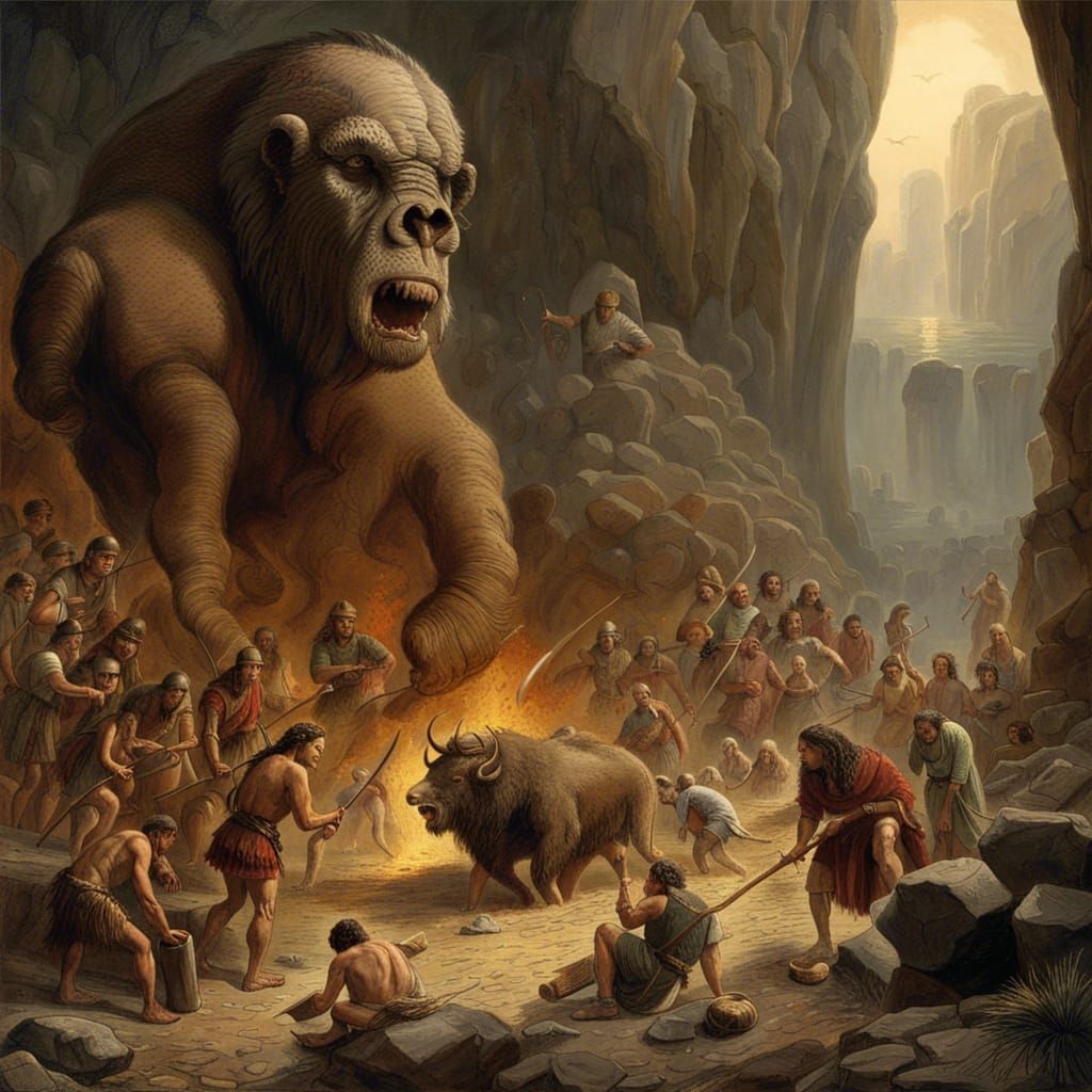 Human life 40 thousand years ago Human life in primitive antiquity Food ...