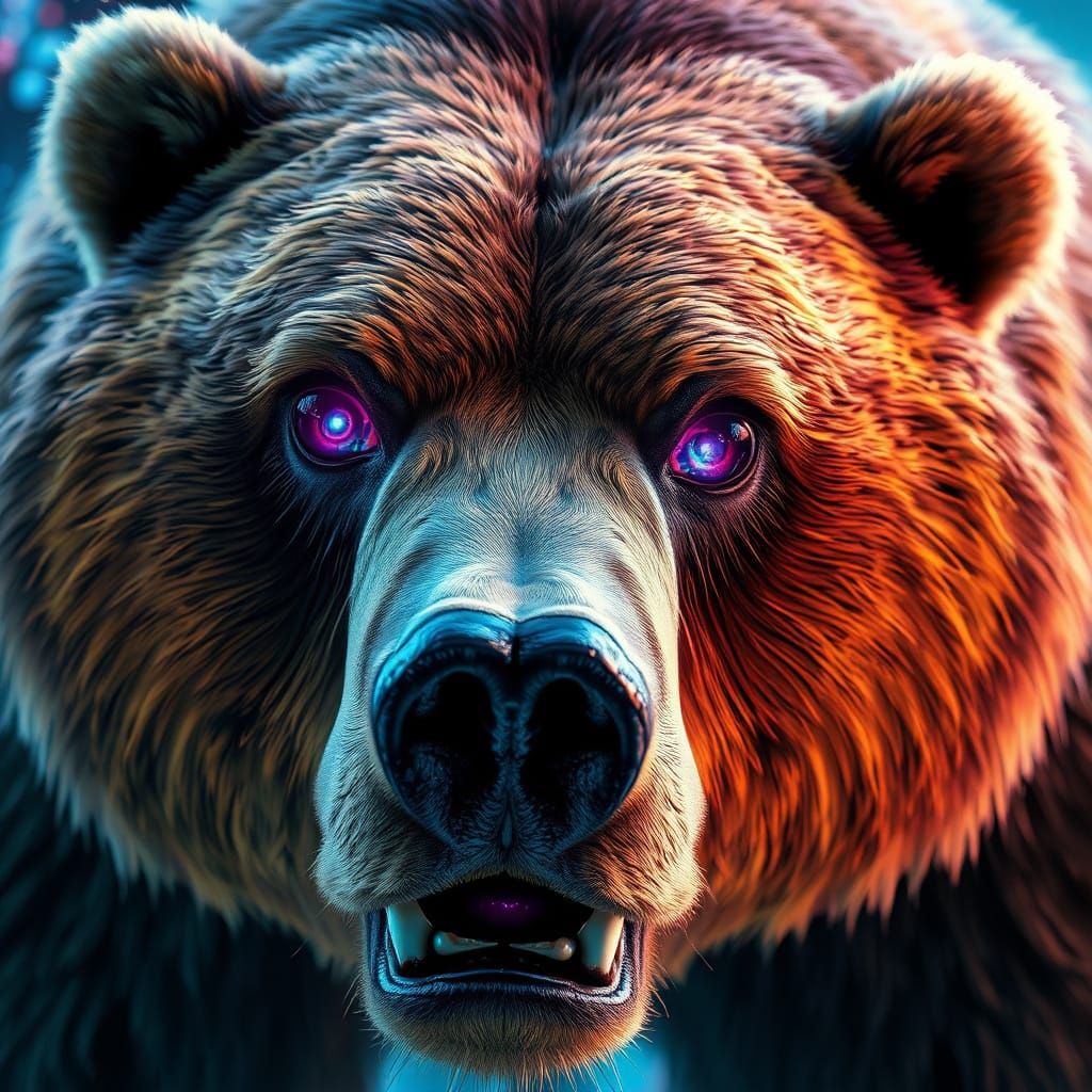 Grizzly Bear Experiencing Psychedelic Time Warp in... - AI Art