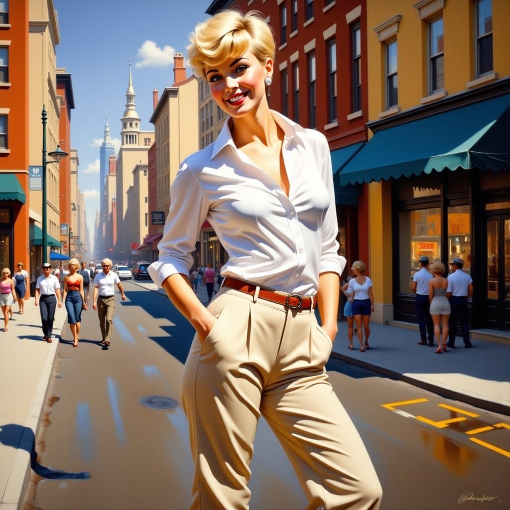 "Pretty Poser" - Confident Blond Beauty Struts Down City Sid...