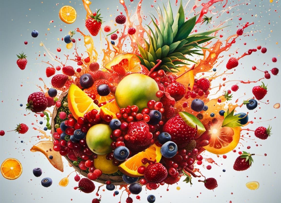 Exploding Fruit by Gallagher II - AI Generated Artwork - NightCafe Creator