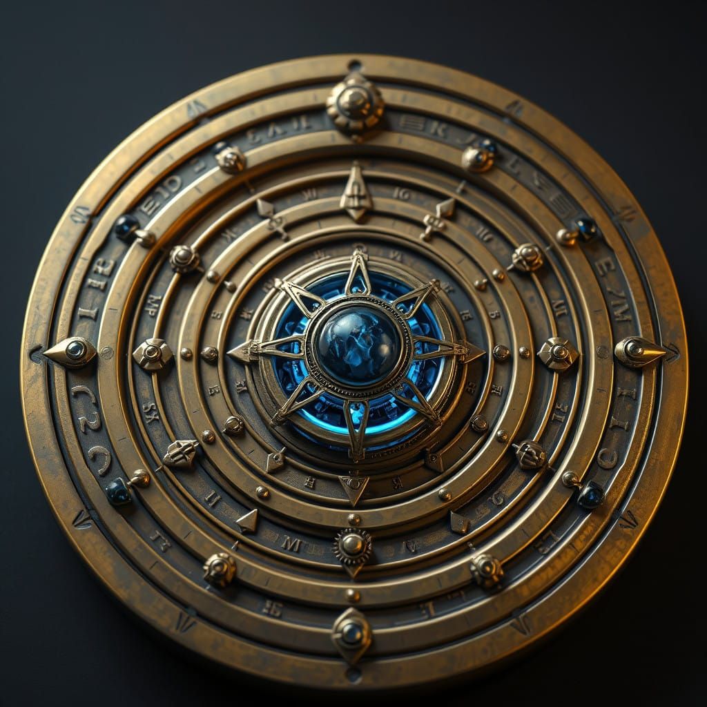 Ancient Brass-Gold Dwemer Device with Aetherium Cr... - AI Art