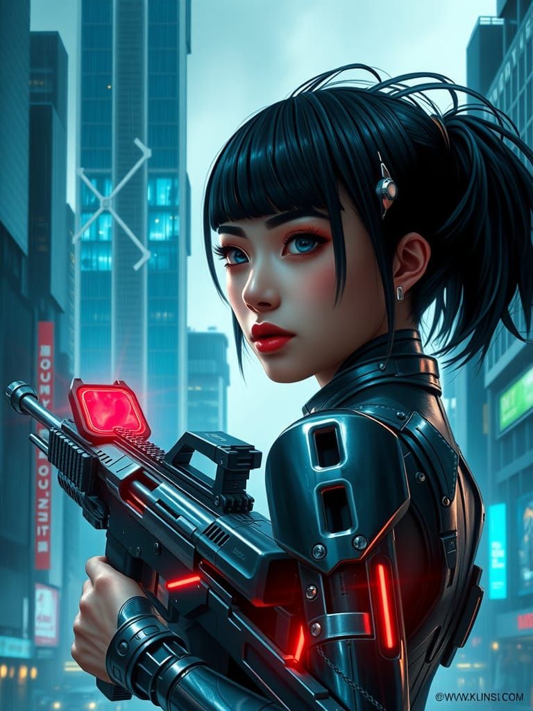 Cyberpunk female warrior - Cyberpunk Warrior in Futuristic ...