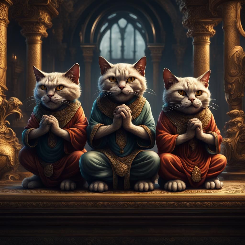 3 wise cats - AI Generated Artwork - NightCafe Creator
