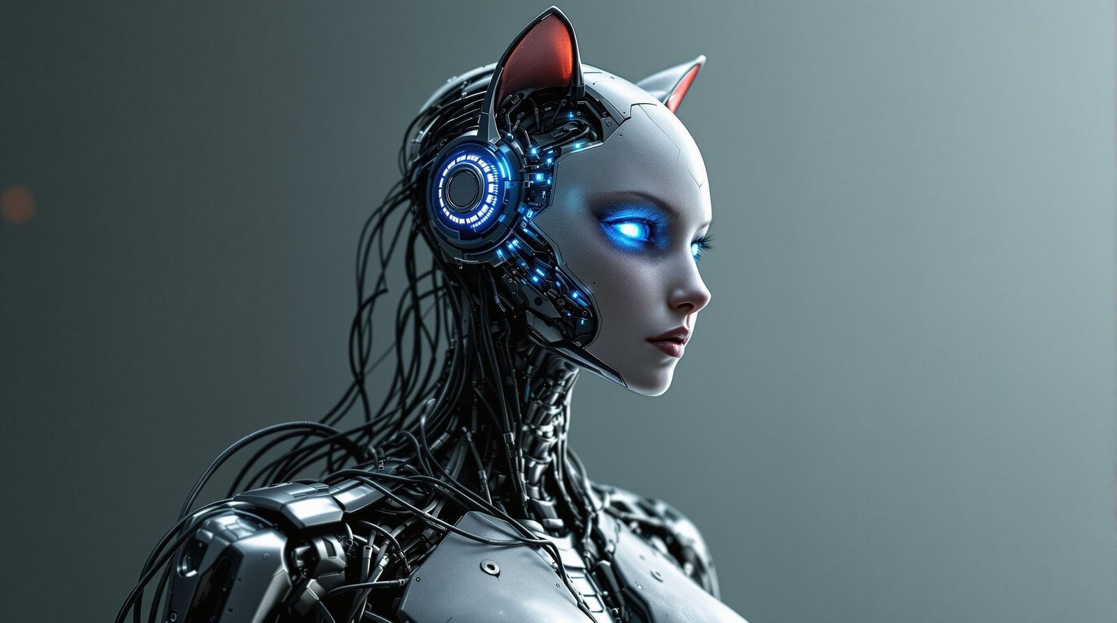 Cybernetic Feline Hybrid, Half-Organic, Half-Metal - AI Art