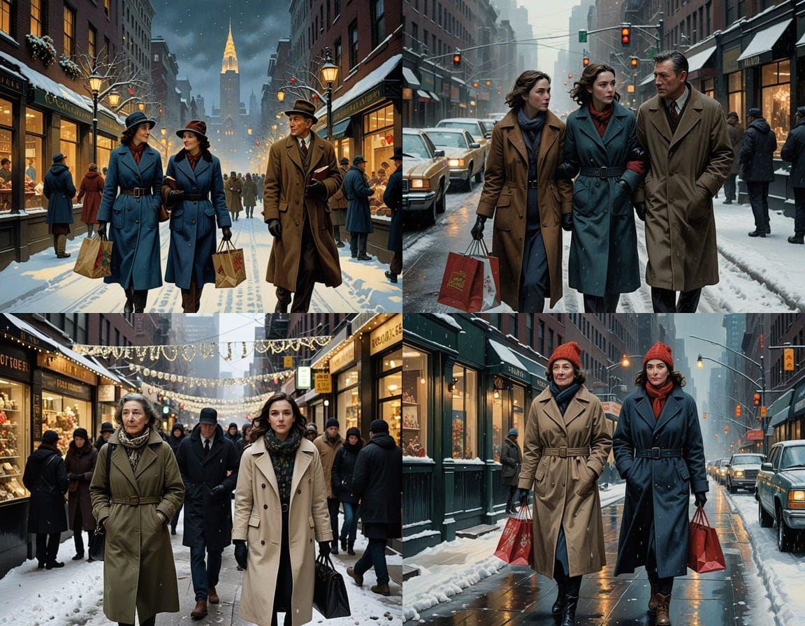 Golda Meir and Gal Gadot in Festive Winter Wonderl... - AI Art