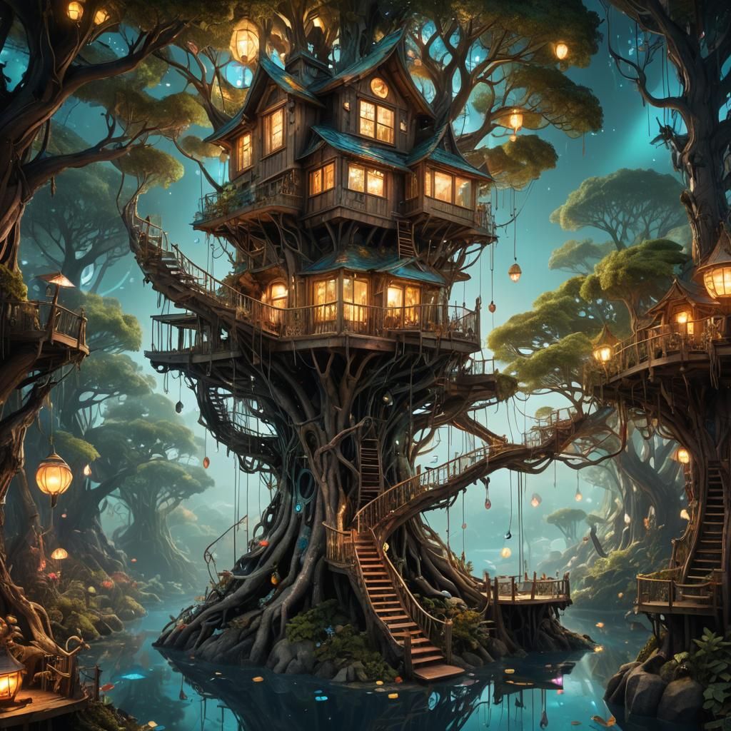 treehouse - AI Generated Artwork - NightCafe Creator