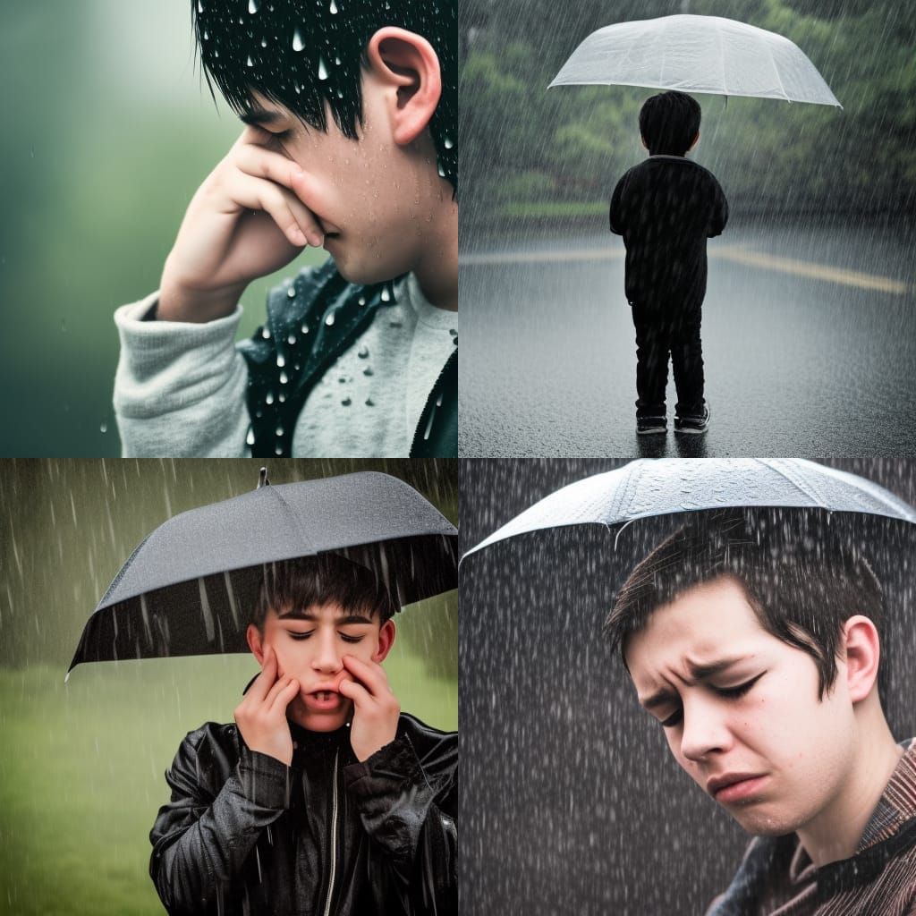 "Umbrellas keep tears from falling down" - AI Generated Artwork - NightCafe Creator